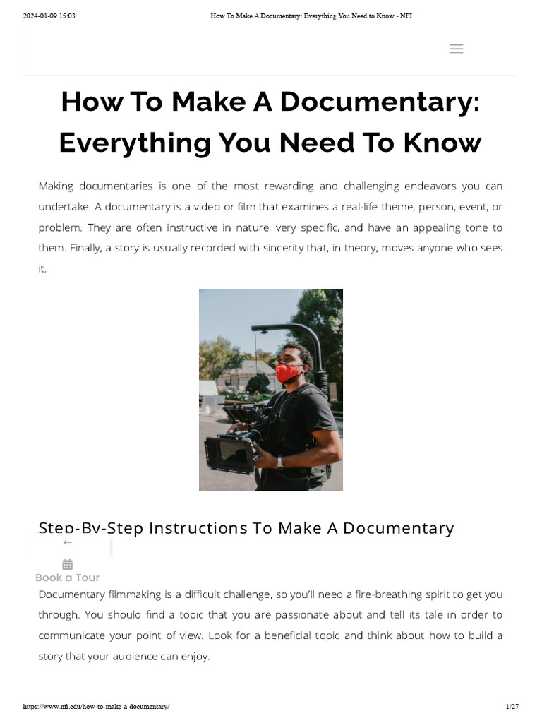 How To Make A Documentary - Everything You Need To Know - NFI | PDF