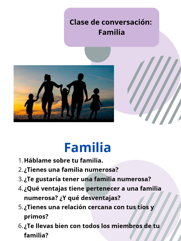 Clase de Conversación Familia | PDF | Autosuperación | Estilo de vida