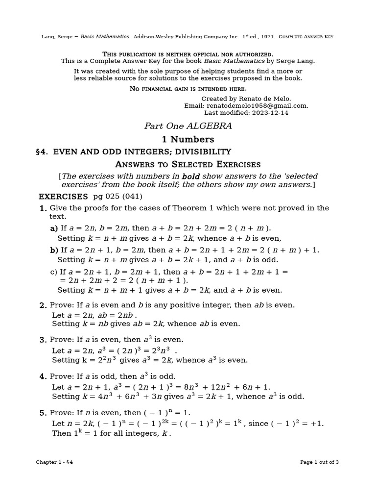 En 0104 Serge Lang Basic Mathematics Answers | PDF | Mathematical Objects | Ring Theory