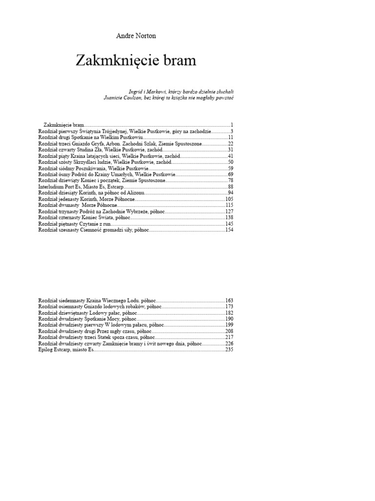Andre Norton - Zamkniecie Bram | PDF