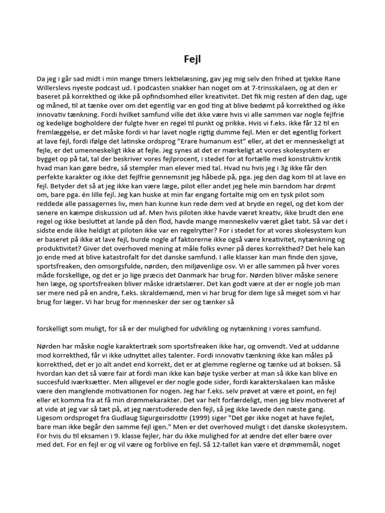 Essay - Fejl (God Slutning) | PDF
