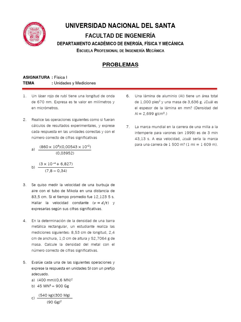 Práctica 01 - Unidades y Mediciones | PDF