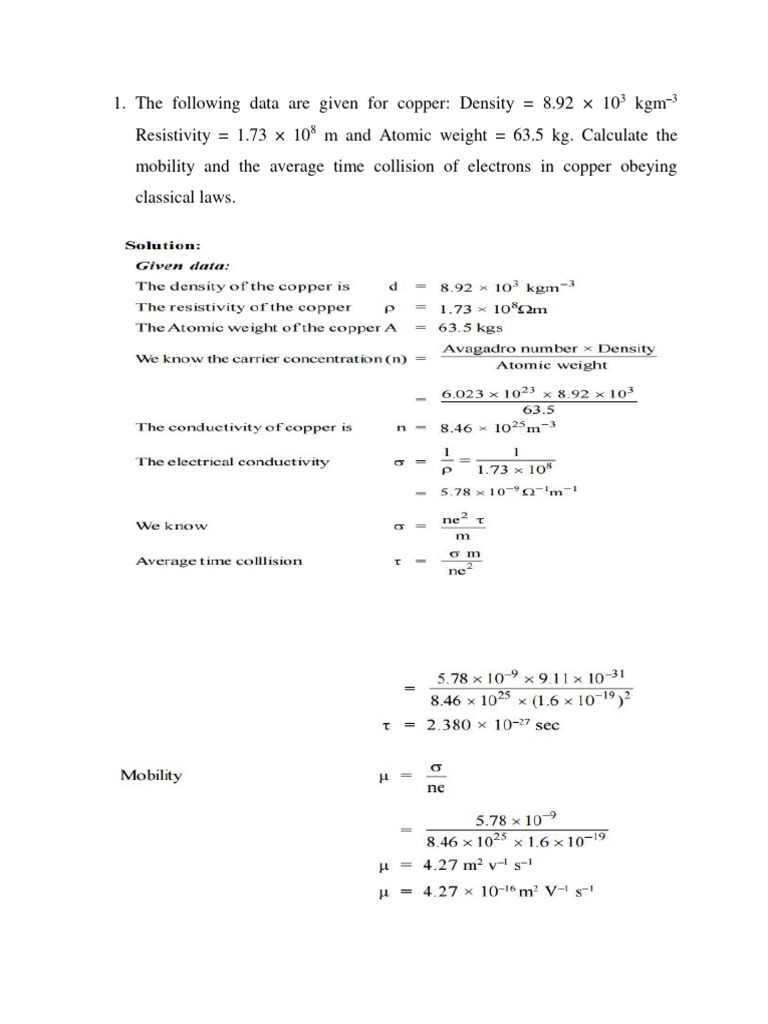 Solved Problems 1 | PDF | Electrical Resistivity And Conductivity ...