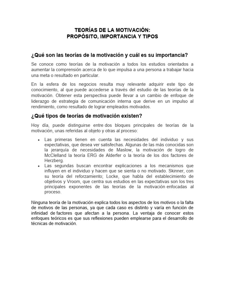 J14 Teorias Motivacion | PDF | Motivación | Motivacional