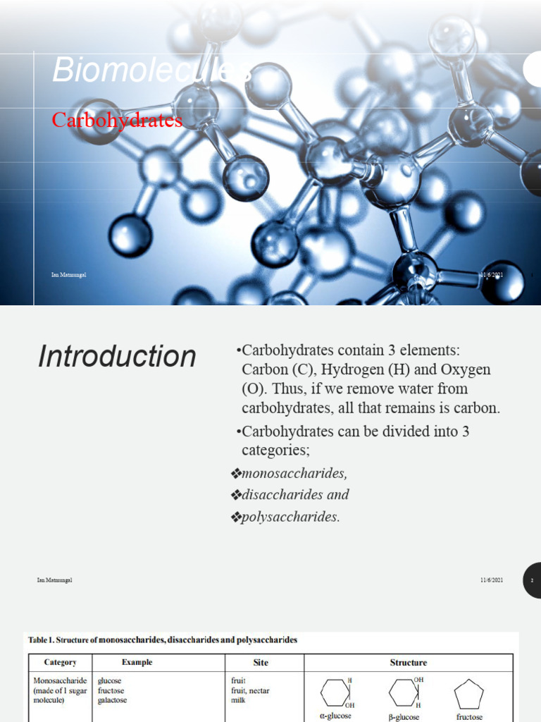 Biomolecules 1 - Carbohydrate | PDF