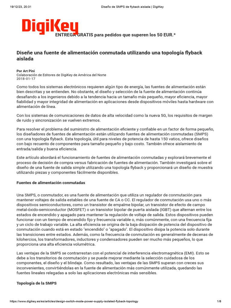 Diseño de SMPS de Flyback Aislada - DigiKey | PDF