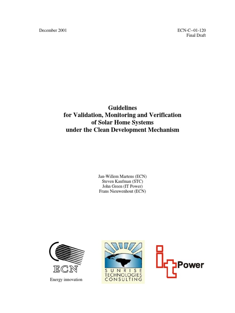 Guidelines For Validation, Monitoring and Verification of Solar Home ...