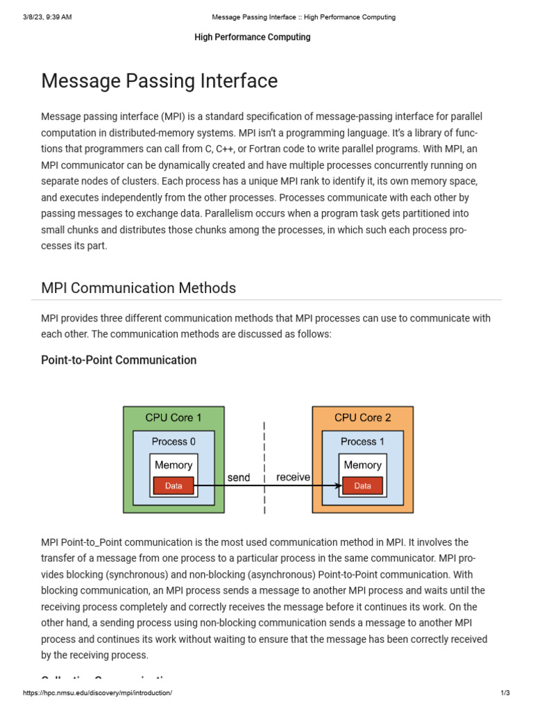 Message Passing Interface - Point To Point | PDF | Computers