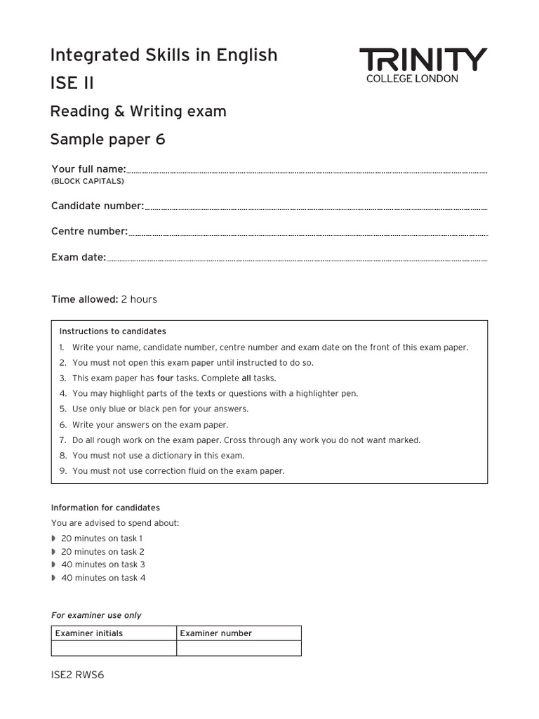 ISE II Sample Paper 6 (With Answers) | PDF