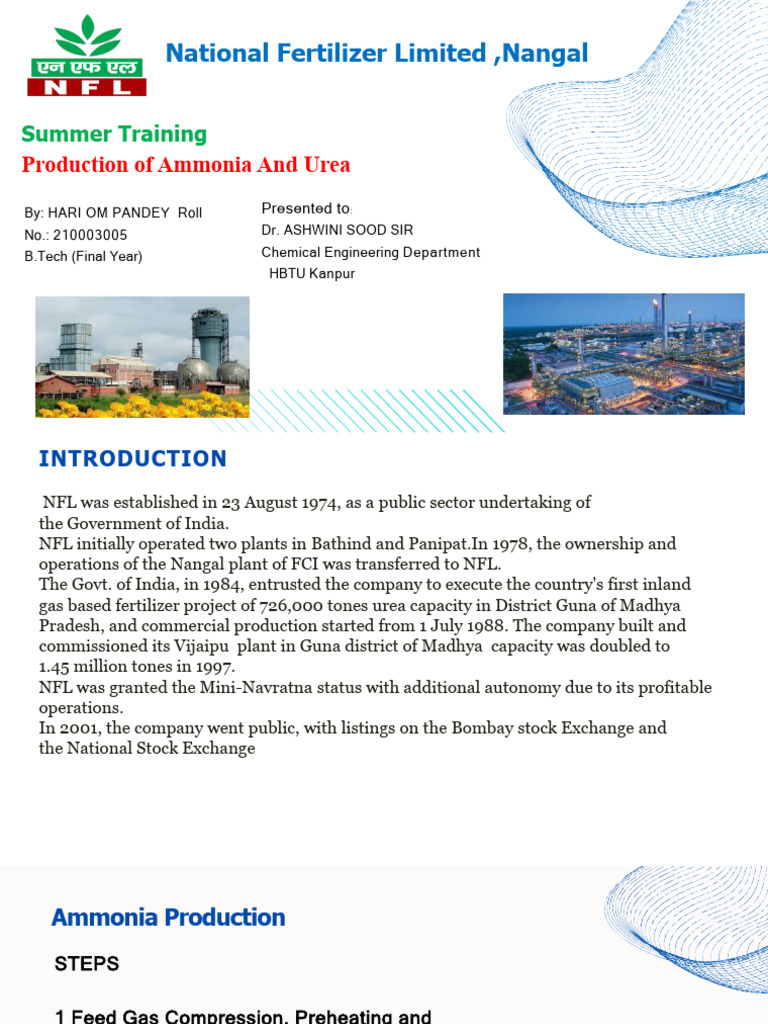 By - Hari - Om - Pandey - Roll - No. - 210003005 - B.Tech - (Final - Year) (Intern) | PDF | Urea ...