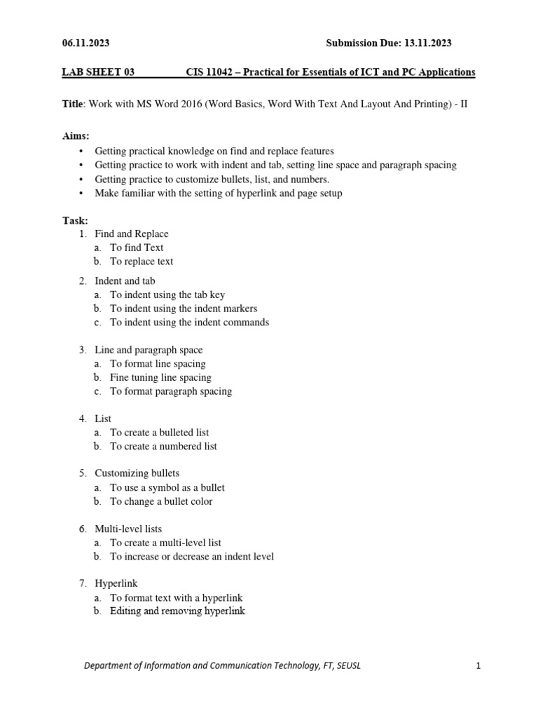 CIS11042 Labsheet 03 | PDF | Computing | Software