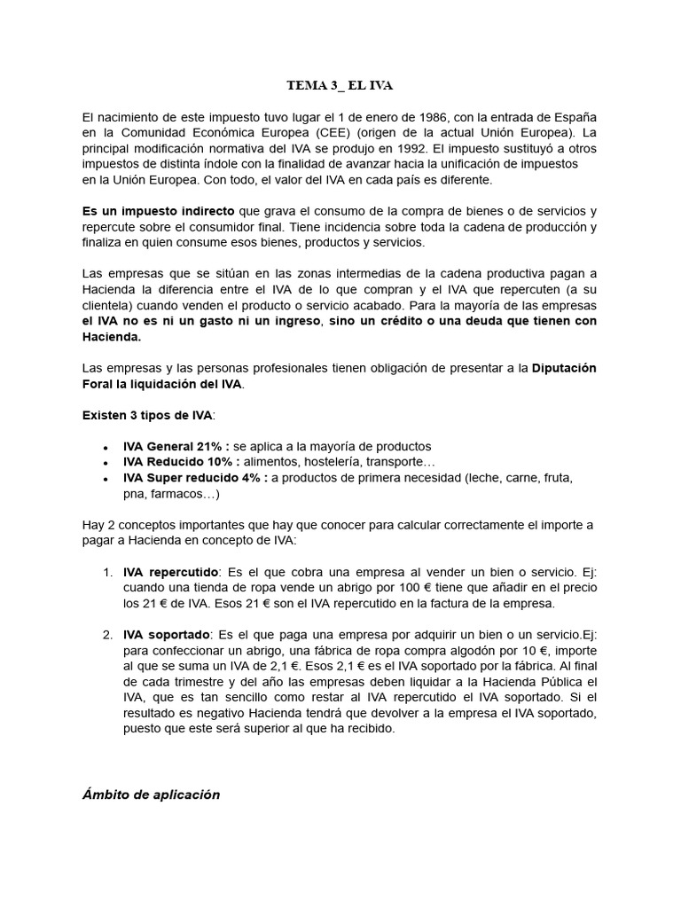 Historia y Tipos de IVA en España | PDF | Impuesto al valor agregado ...