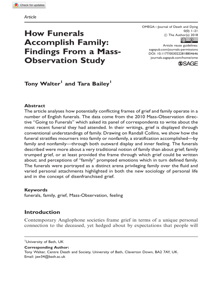 How Funerals Accomplish Family Findings From A Mas | PDF