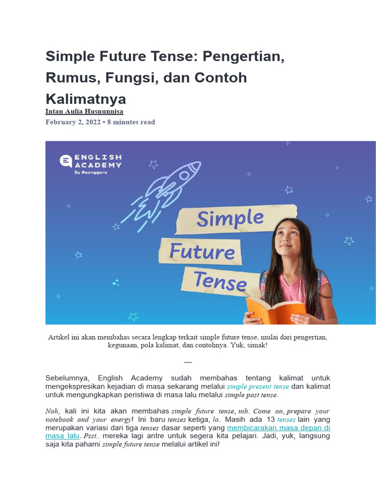 Simple Future Tense | PDF