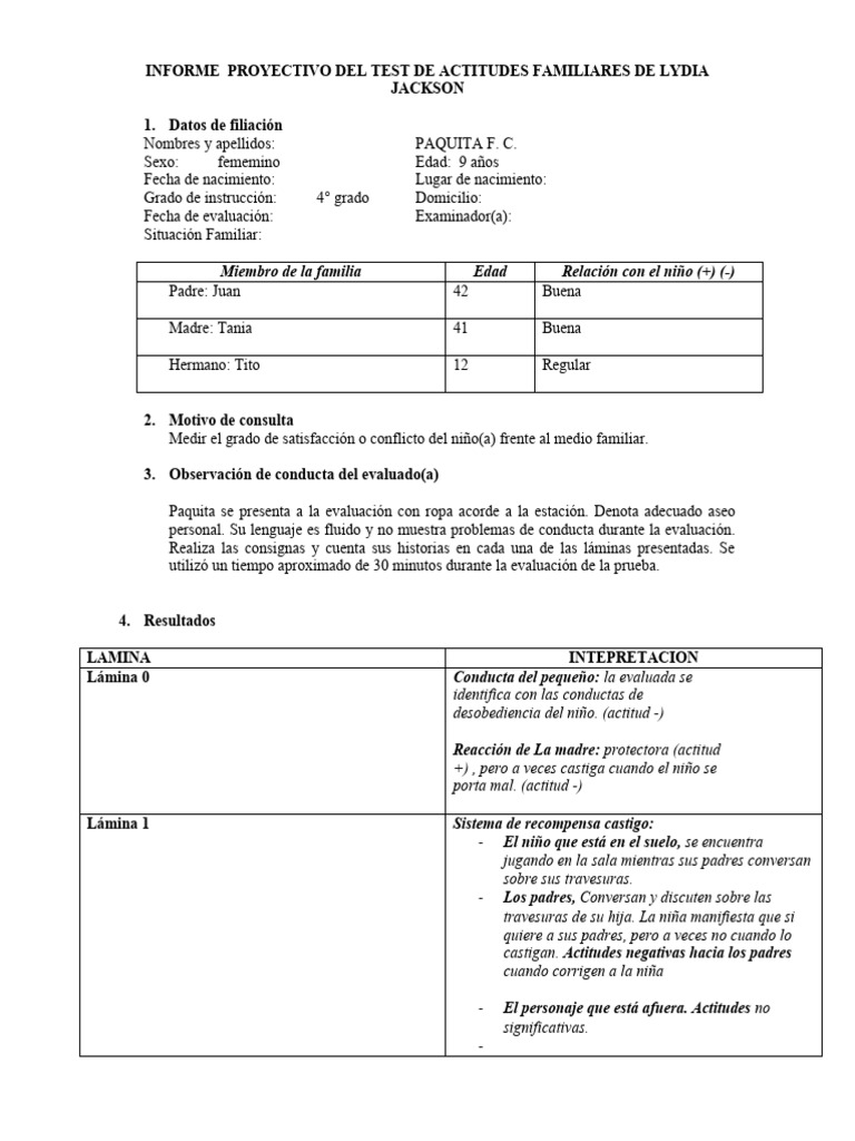 MODELO DE INFORME PROYECTIVO DEL TAF b1t1 | PDF