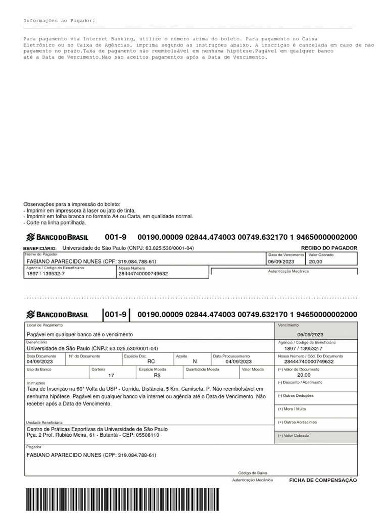 Boleto Cepeusp | PDF