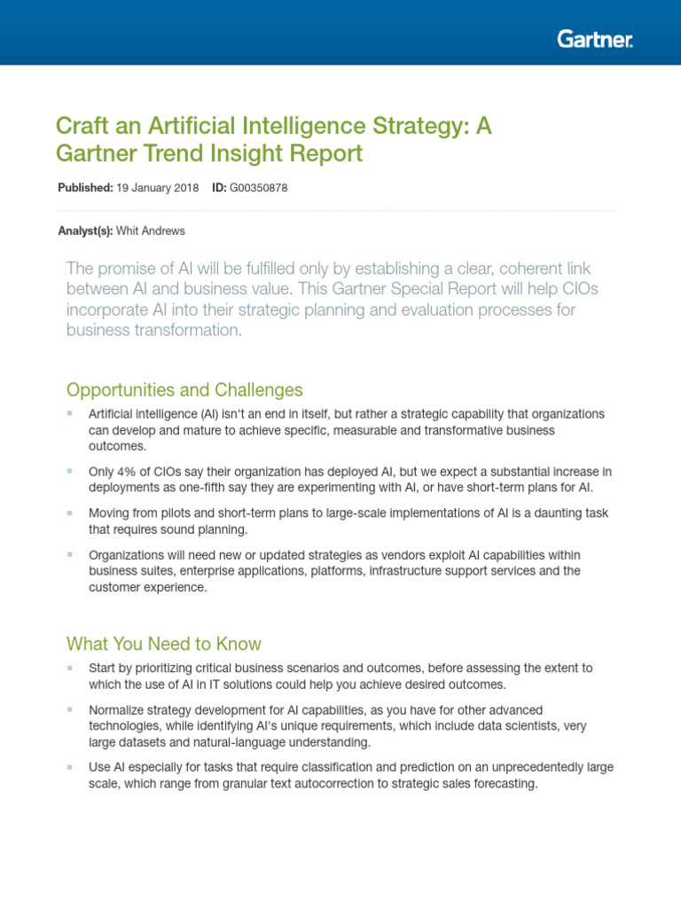 Craft An Artificial Intelligence Strategy | PDF