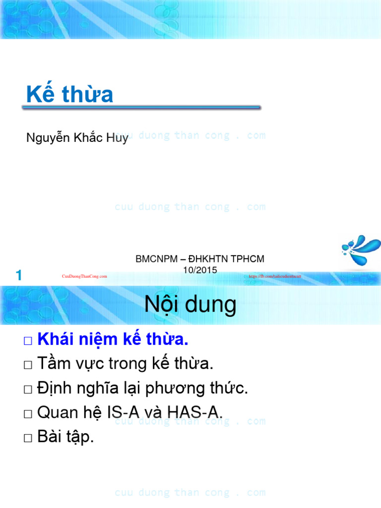 Lap Trinh Huong Doi Tuong Nguyen Khac Huy Week06 Ke Thua (Cuuduongthancong - Com) | PDF