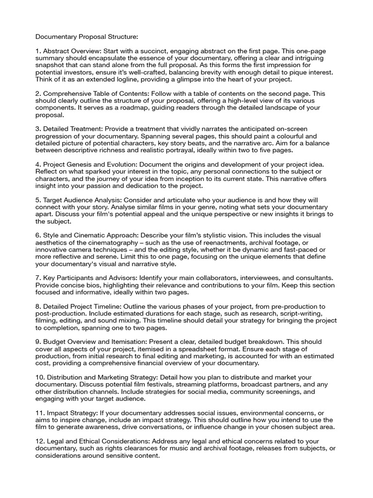 Documentary Proposal | Download Free PDF | Documentary Film | Marketing