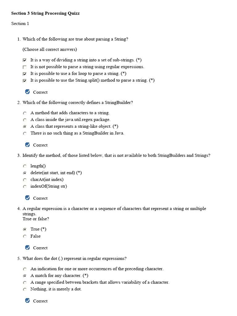 String Processing Quiz Questions | PDF | String (Computer Science ...