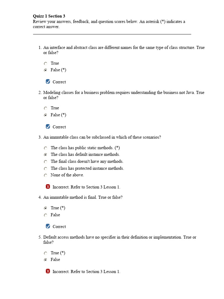 Sapt 3 Java Class Design Quizz Sect 3 L 1 | PDF