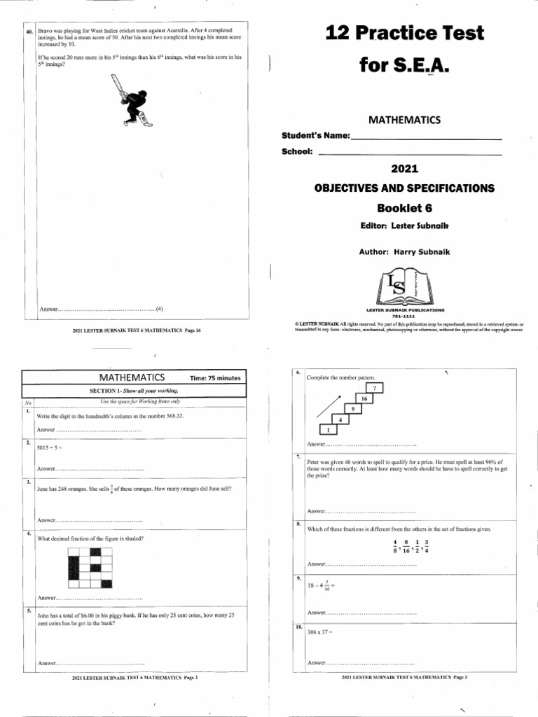 SEA Practice Test 6 | PDF
