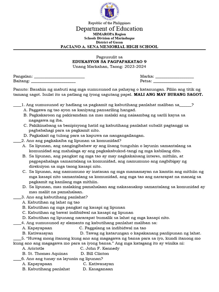 11-Esp-Exam RTP | PDF