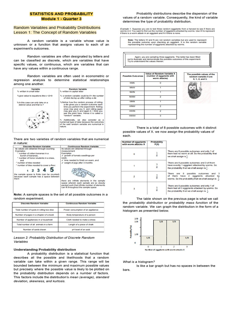 Statistics and Probability Notes | PDF | Variance | Probability ...