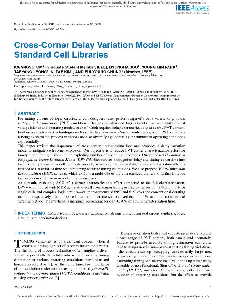 Cross Corner Delay Variation Model For Standard Ce | PDF | Accuracy And ...