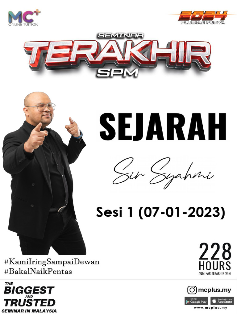 Seminar Terakhir SPM Sejarah MR Syahmi 07.01.2024 | PDF