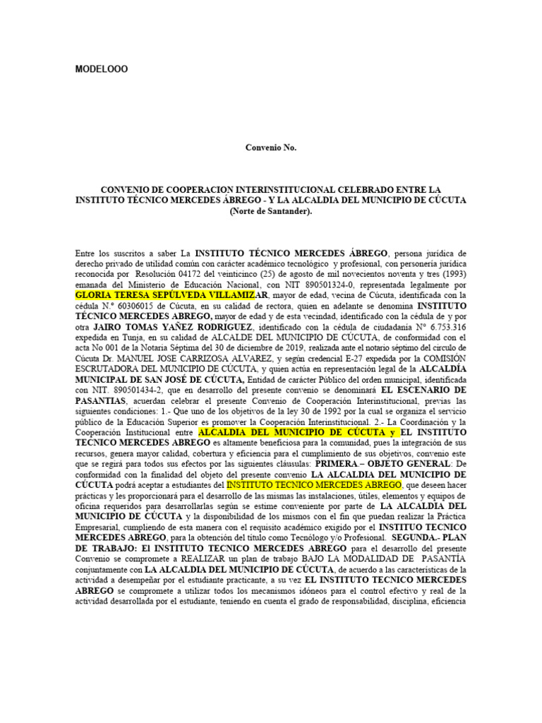 Convenio Modelo (1) Alcaldia | PDF