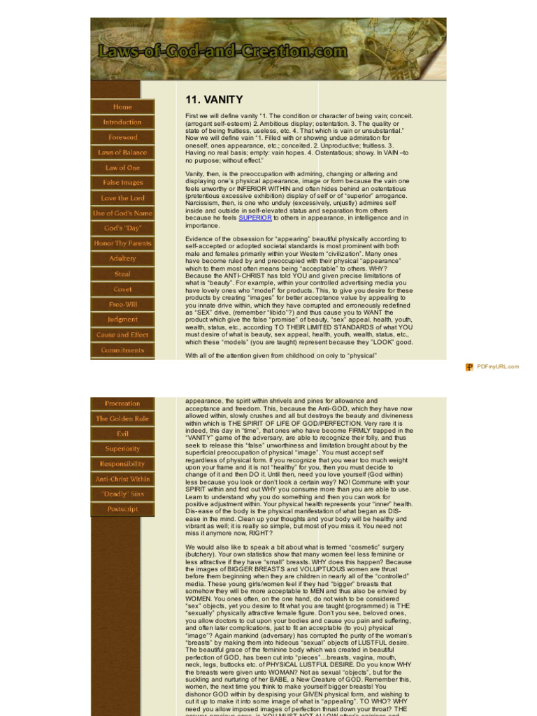 Vanity | PDF | God | Beauty