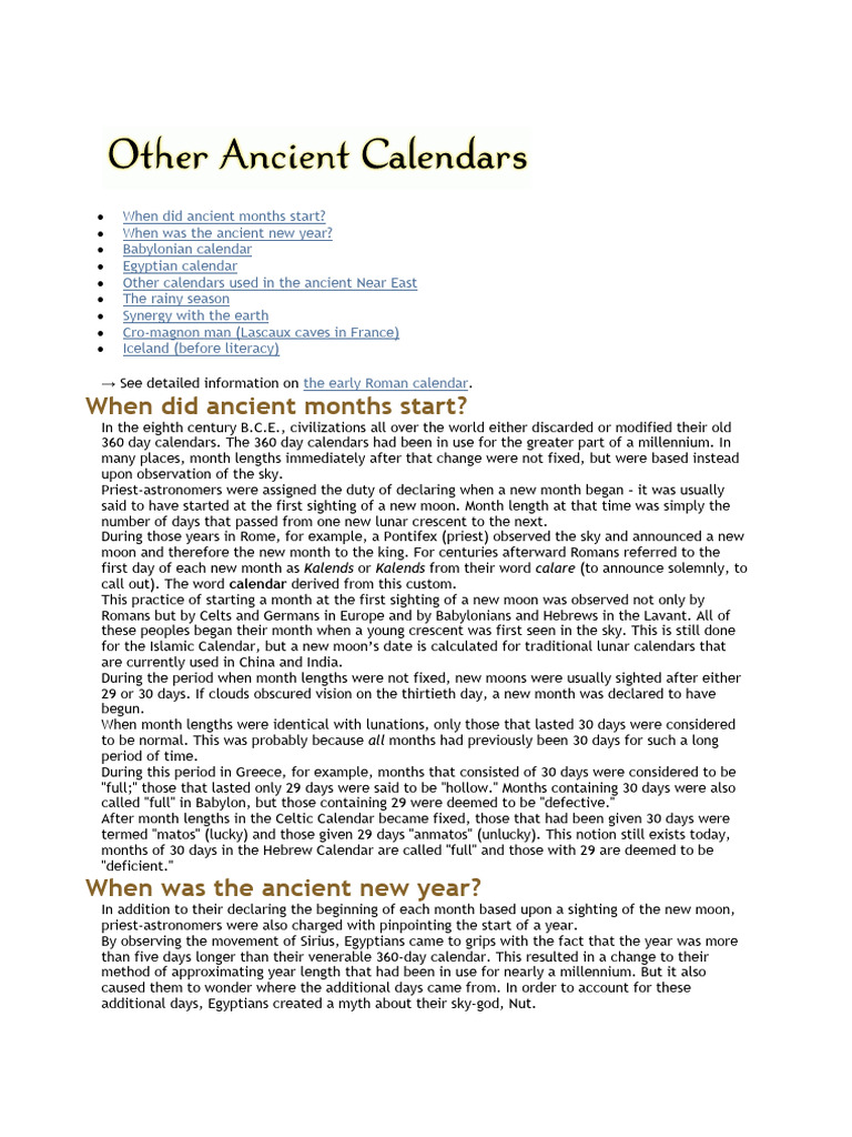 Ancient Calendars | PDF