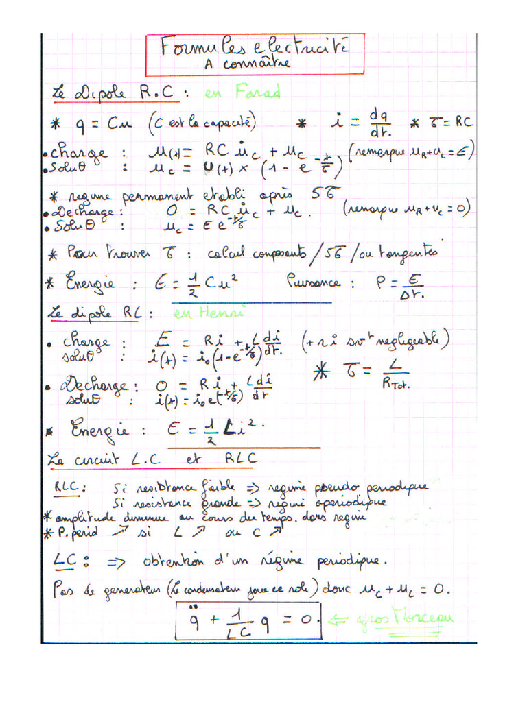 Formules Electricité | PDF