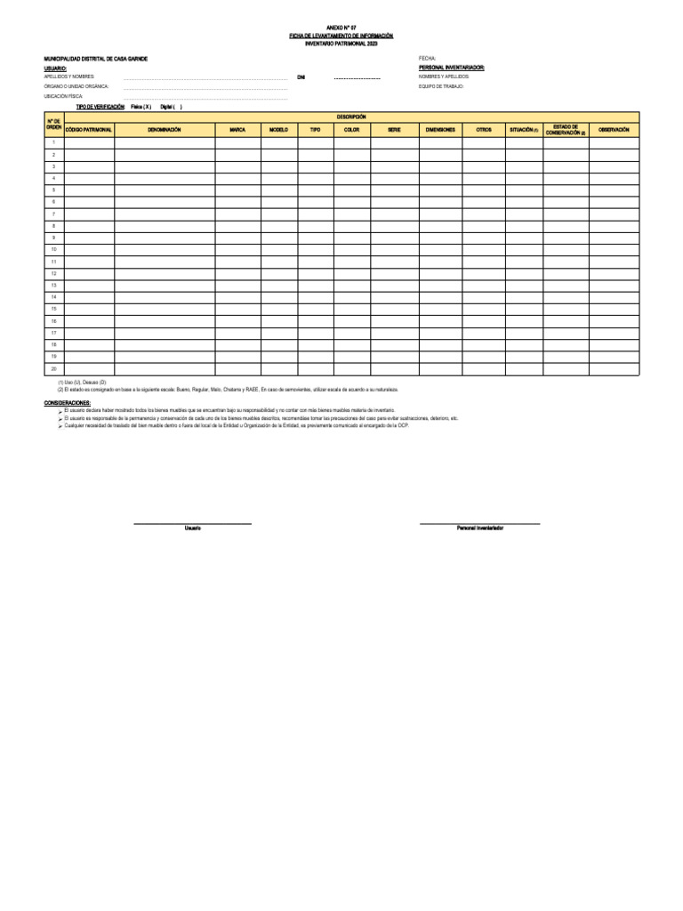 Anexo #07 - Ficha de Levantamiento de Información | PDF