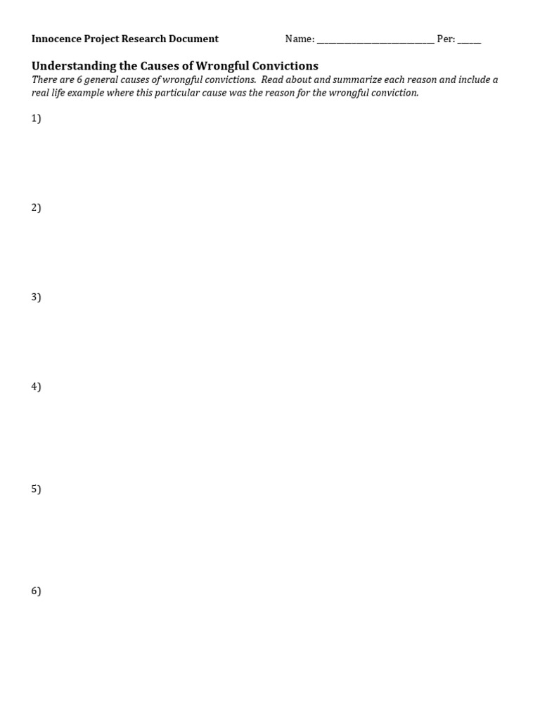 Innocence Project Research Document | PDF | Reason | Crimes