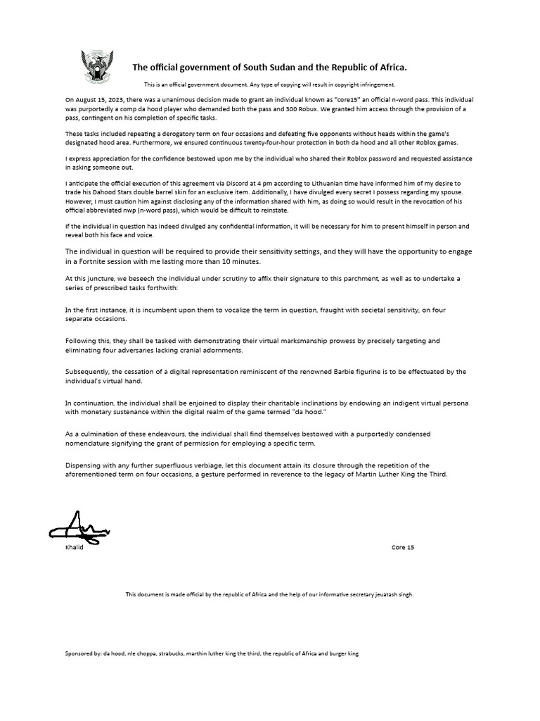 Official N Word Pass Demanded by Core15 | PDF | Justice | Crime & Violence