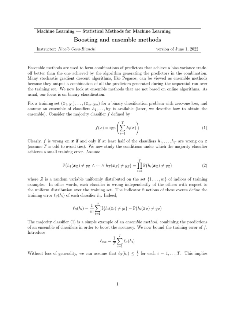 16 Boosting Pdf Statistical Classification Applied Mathematics