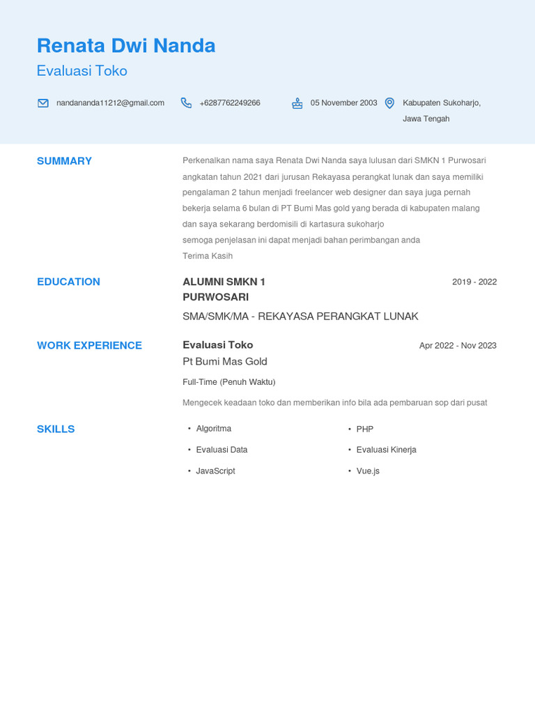 Renata Dwi Nanda CV | PDF