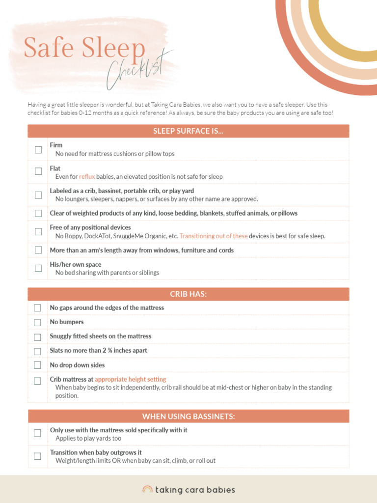 Safe Sleep Checklist 2022 Updates | PDF | Furniture | Manufactured Goods