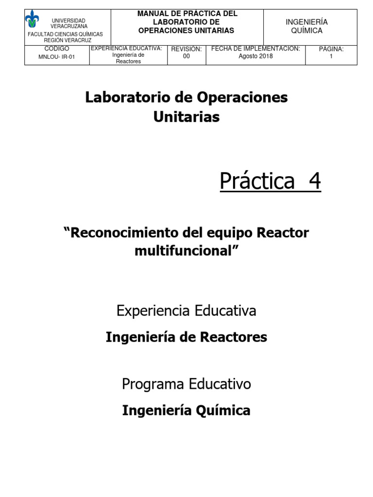 Práctica 4 - Reactores | PDF