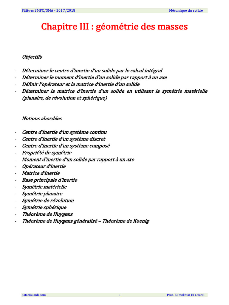 Chapitre-III-géométrie-des-masses | PDF