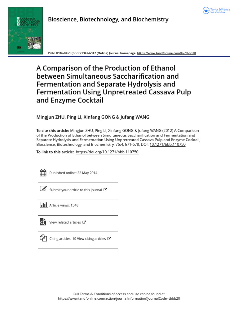 A Comparison of The Production of Ethanol Between Simultaneous ... A Comparison of The Production of Ethanol Between Simultaneous ...