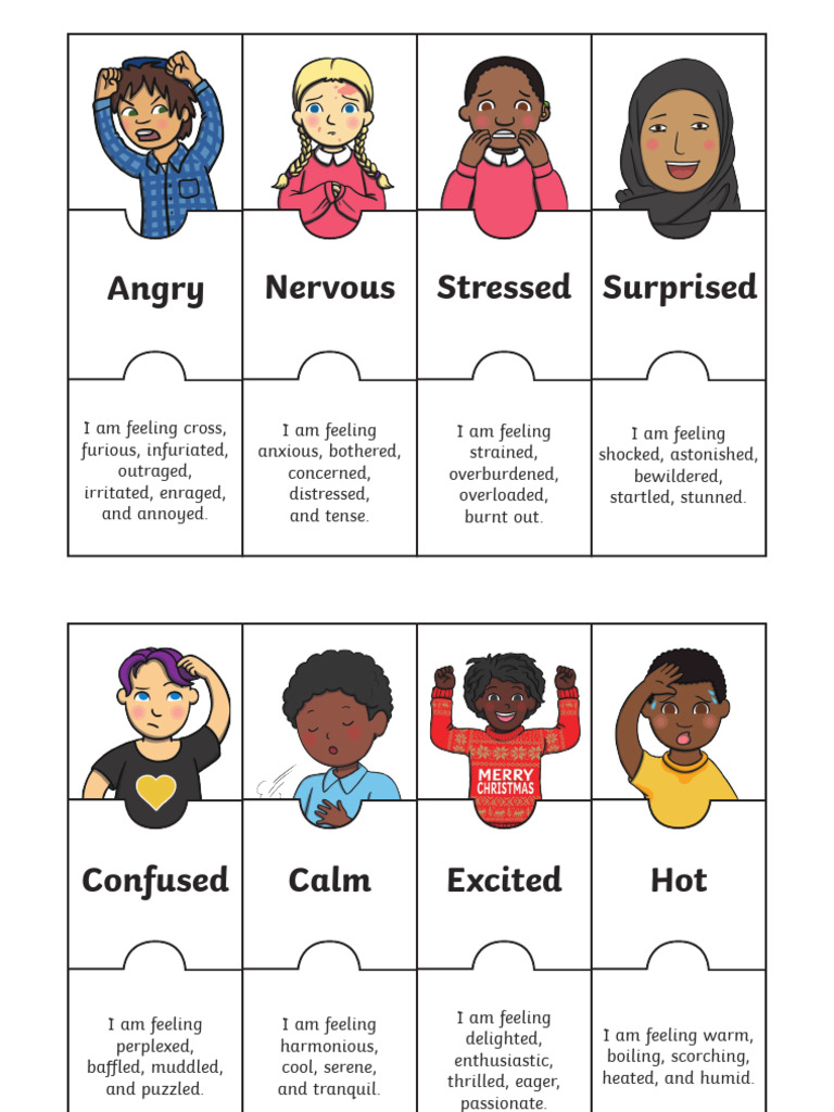 Emotions and Feelings Jigsaw Puzzle Game Emotional Literacy | PDF