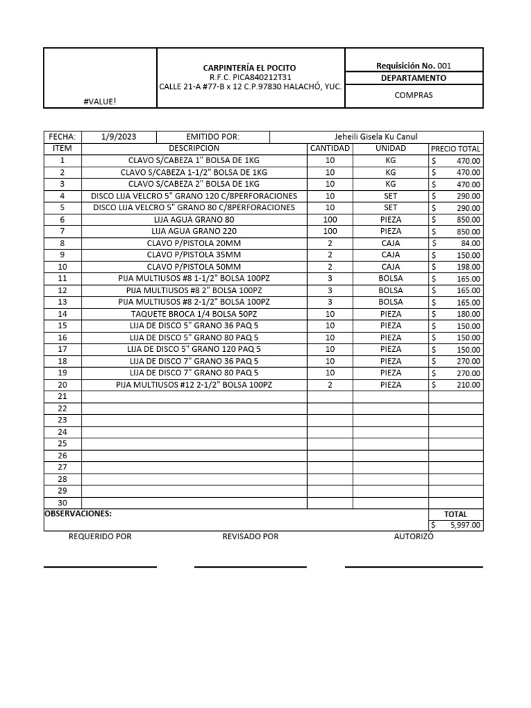 Formato Requisicion | PDF