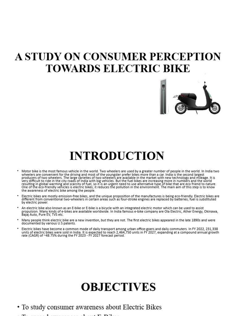 Consumer Awareness of Electric Bikes | PDF | Electric Vehicle | Motorcycle