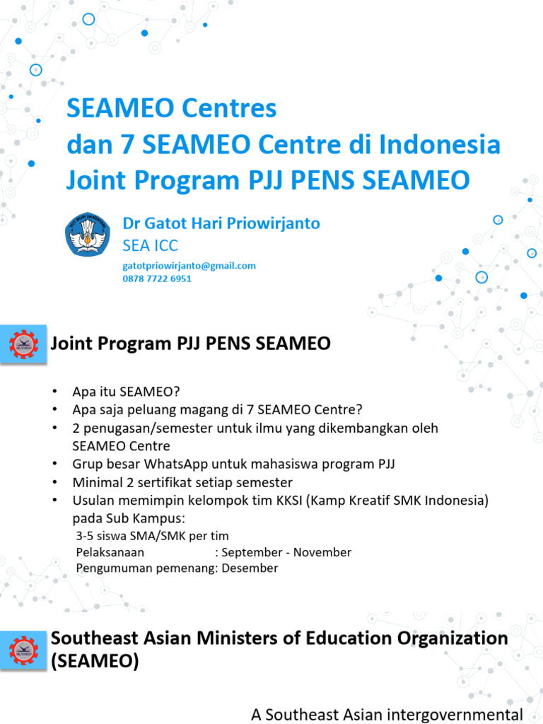DR Gatot - SEAMEO Centres Dan 7 SEAMEO Di Indonesia-1 | PDF