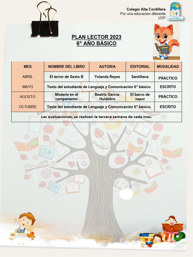 Plan Lector 6° Básico 2024 | PDF