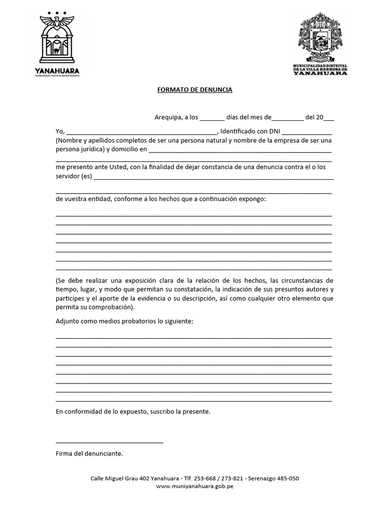 Formato de Denuncia Pad | PDF | Ciencias sociales