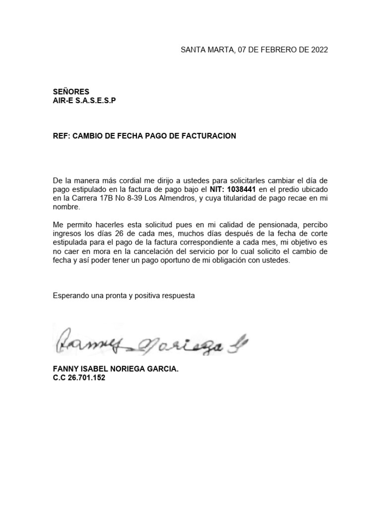 Carta Recibo Electricaribe | PDF